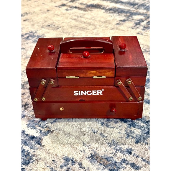 Singer | Storage & Organization | Vintage Singer Sewing Box Wooden ...